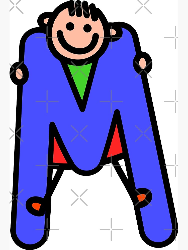 "Letter M for Boys alphabet Kids Colorful Cartoon Character" Art Print ...