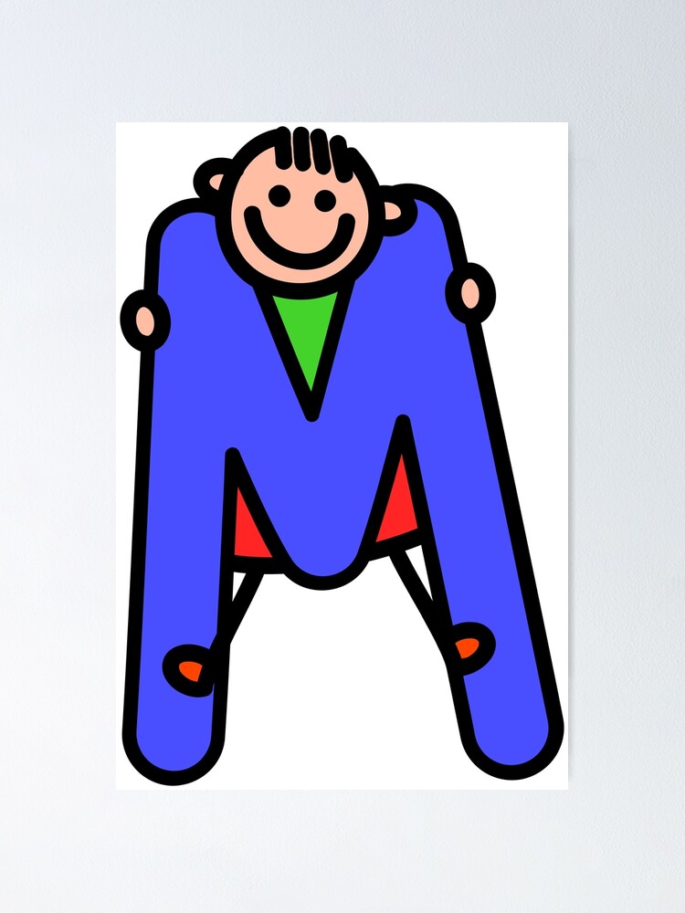 Póster «Letra M para niños alfabeto Niños personaje de dibujos animados ...