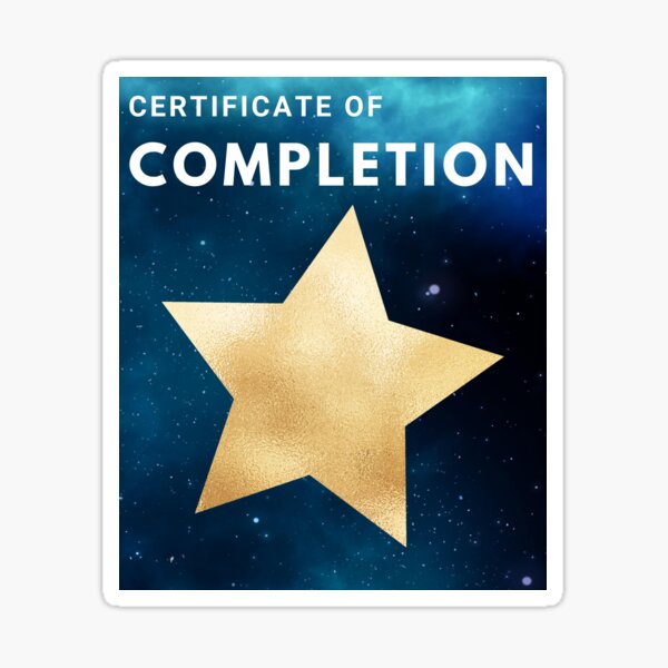 "Certificate of Completion" Sticker by Bhavna111 | Redbubble