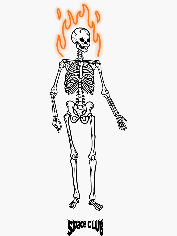 Fire Skeleton’ Print" Sticker for Sale by SpaceClub | Redbubble