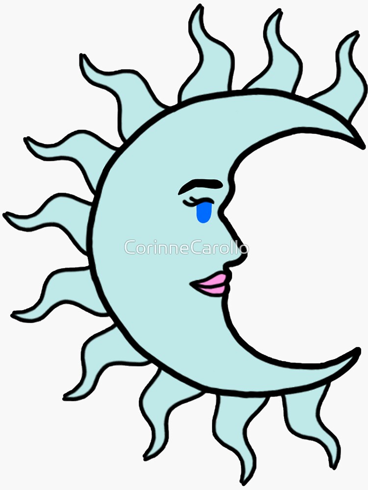 "Moon with a face" Sticker for Sale by CorinneCarollo | Redbubble