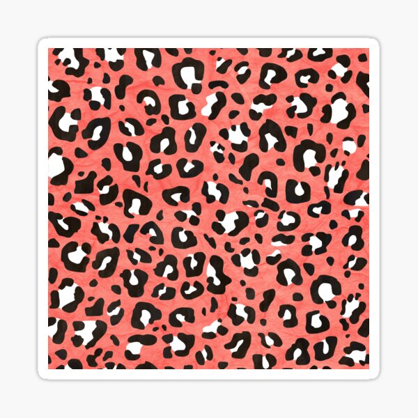 "Coral Leopard Print with Black and White Spots" Sticker for Sale by ...
