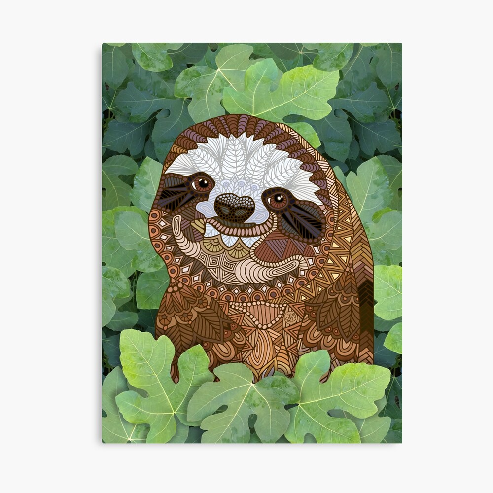 Giclée Happy Sloth Printed Canvas Prints Art & Collectibles etna.com.pe
