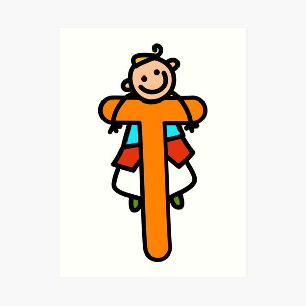 "Letter T for Boys alphabet Kids Colorful Cartoon Character" Art Print ...