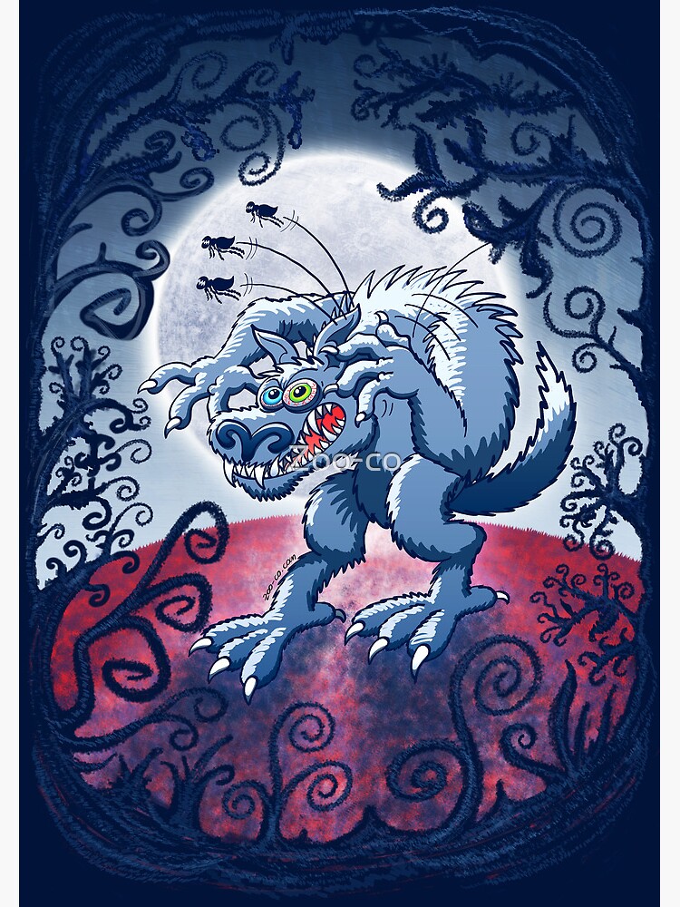 "Werewolf Scratching Spooky Fleas" Poster for Sale by Zoo-co | Redbubble
