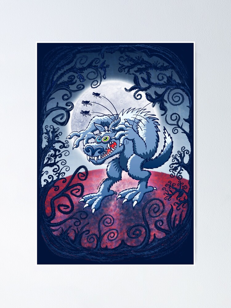 "Werewolf Scratching Spooky Fleas" Poster for Sale by Zoo-co | Redbubble