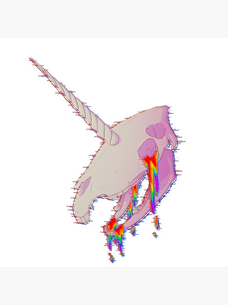 "Bleeding Rainbow Glitch Unicorn Skull" Poster by Jayisalone | Redbubble