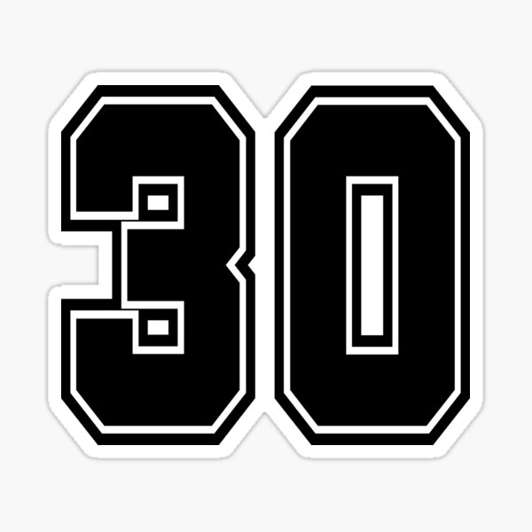 "30 shirt number college style football soccer number" Sticker for Sale ...
