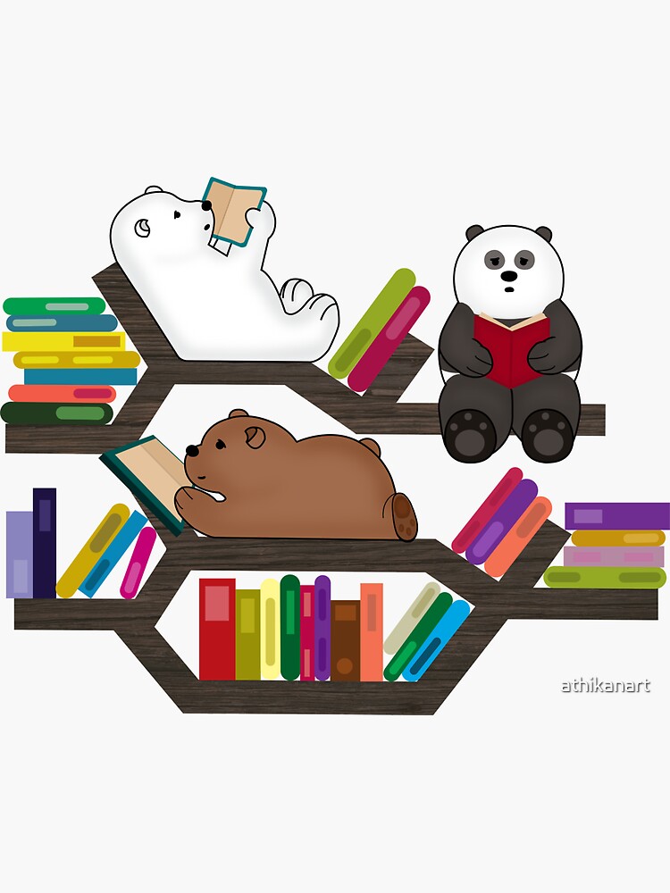 "We Bare Bears - Read Books" Sticker for Sale by athikanart | Redbubble