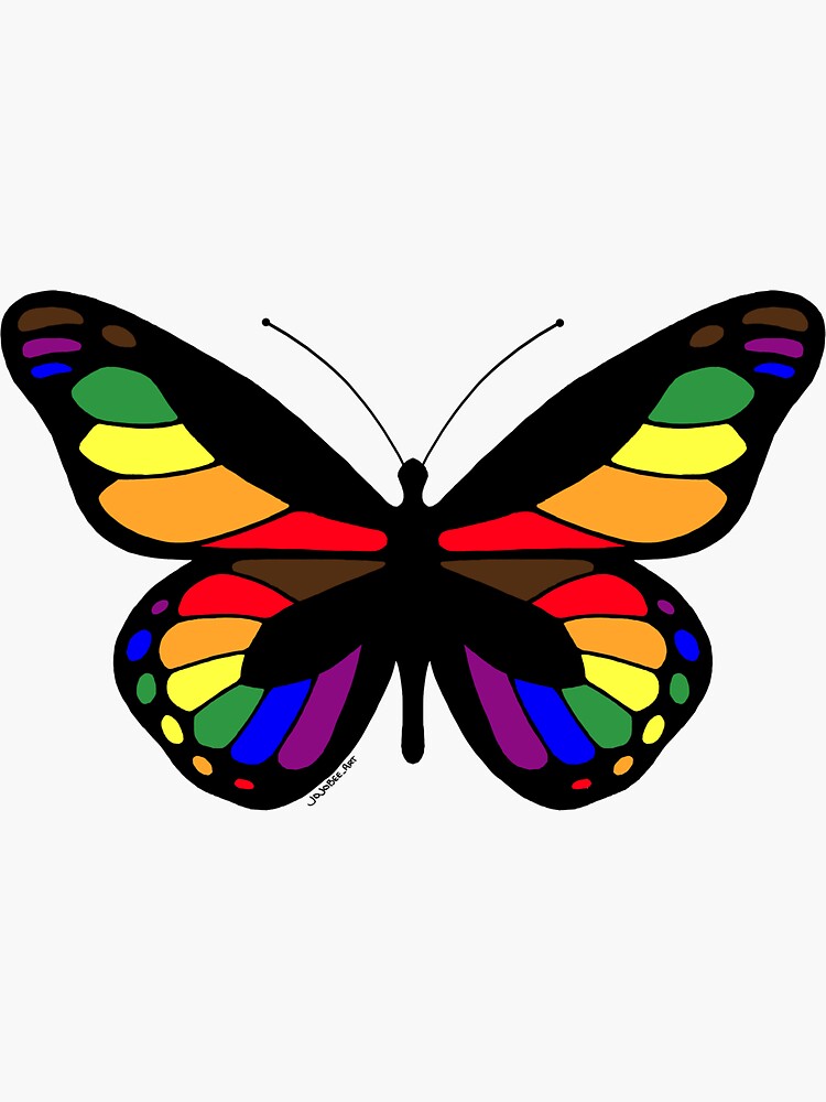 "Rainbow Pride Butterfly" Sticker for Sale by jojobee-art | Redbubble