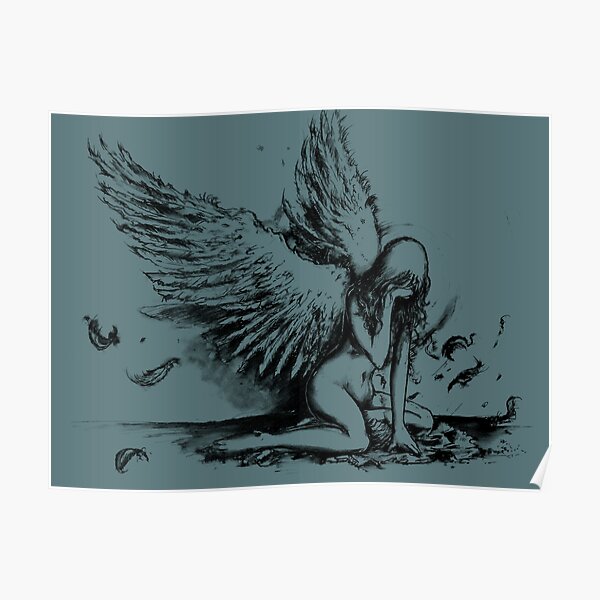 Póster «Hermoso Dibujo De Ángel Caído Llorando» de aurielphoenix ...