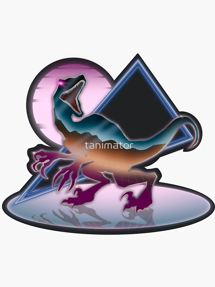Pegatina «Dinosaurio Metálico Synthwave - Azul Raptor» de tanimator ...