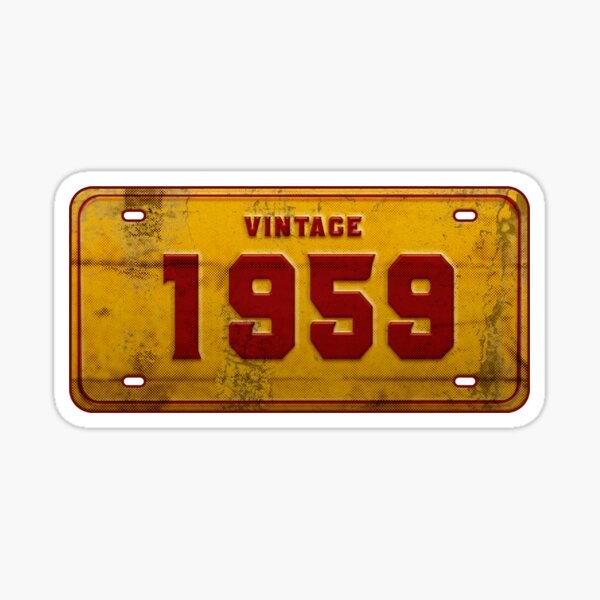 "1959 Retro Style Number Plate" Sticker by Khoulio | Redbubble