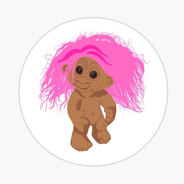 "Pink Hair Troll Doll" Sticker by mc-osborne | Redbubble
