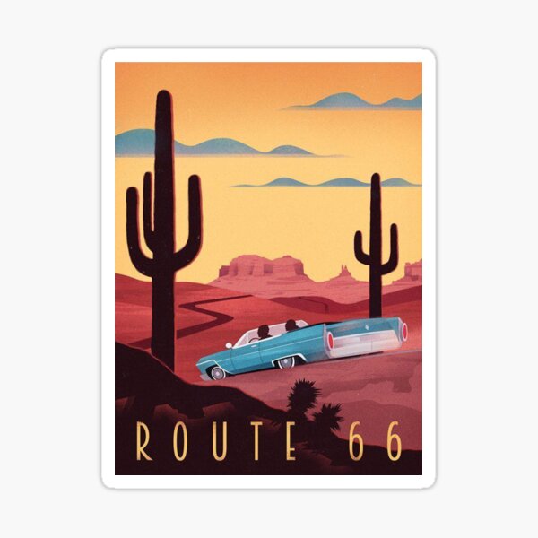 "80s retro poster art wall decor vintage ROUTE 66" Sticker for Sale by ...