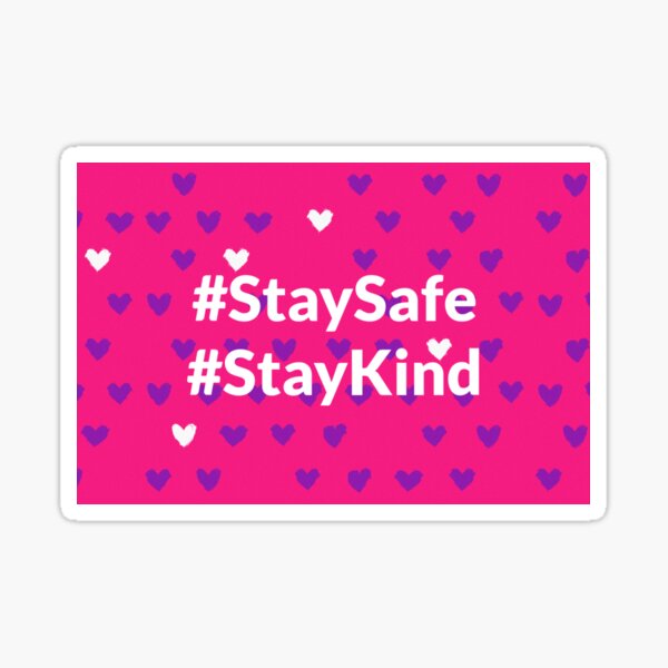"Stay Safe & Kind Cute Heart Pattern Pink & Purple" Sticker for Sale by ...