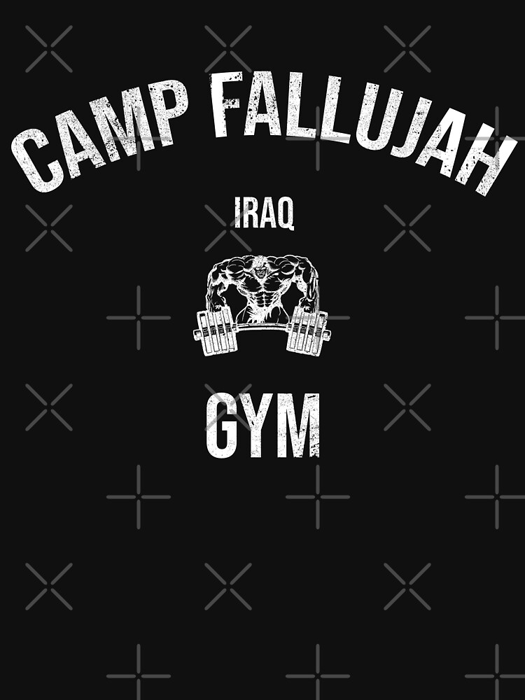 "Camp Fallujah Iraq Gym" T-shirt for Sale by BasedBaldy | Redbubble ...