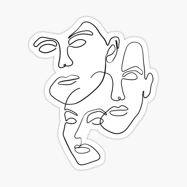 "Three face line art" Sticker by PaintPsd | Redbubble