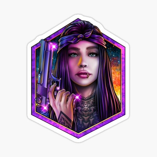 "Winya No. 167 Badass girl with gun" Sticker by Winya | Redbubble