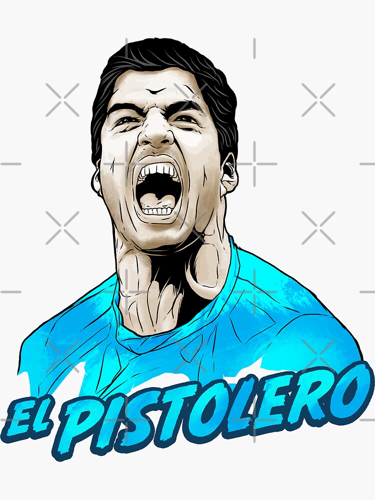 "luis suarez el pistolero" Sticker by unfamouzzz | Redbubble