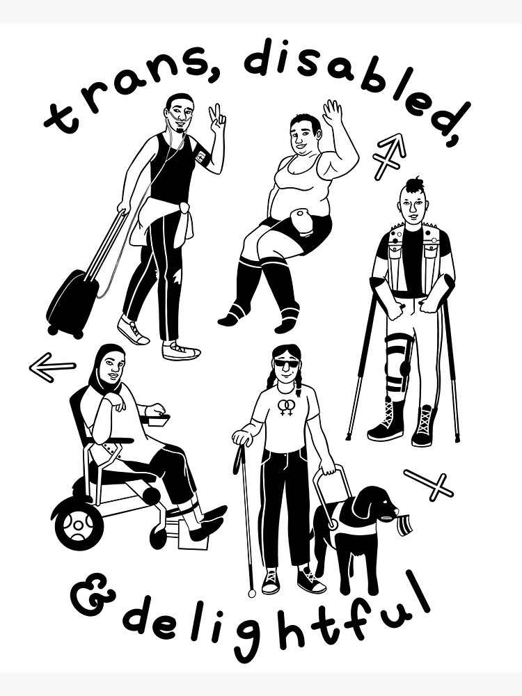 "Trans, Disabled, and Delightful " Sticker for Sale by actuarytattoo ...