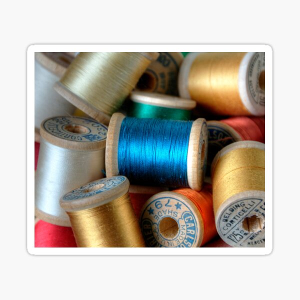 "Spools of Vintage Sewing Thread" Sticker for Sale by SSPhotoWorks ...