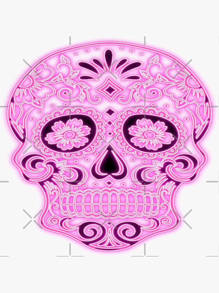 "Pink Neon Skull " Sticker for Sale by Yekaior | Redbubble