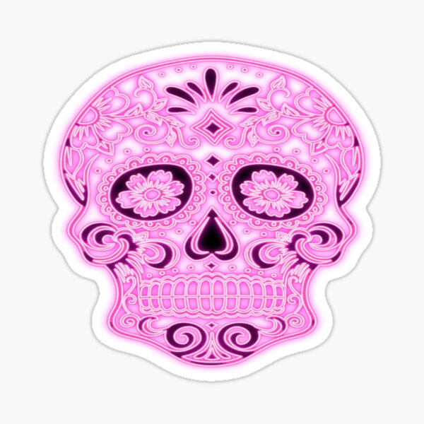 "Pink Neon Skull " Sticker for Sale by Yekaior | Redbubble