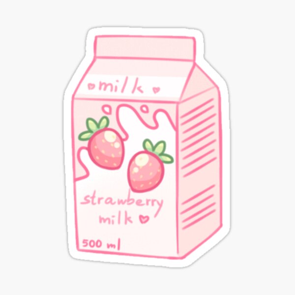 Strawberry Milk Sticker Strawberry Milk Carton Sticker Cute Sticker ...