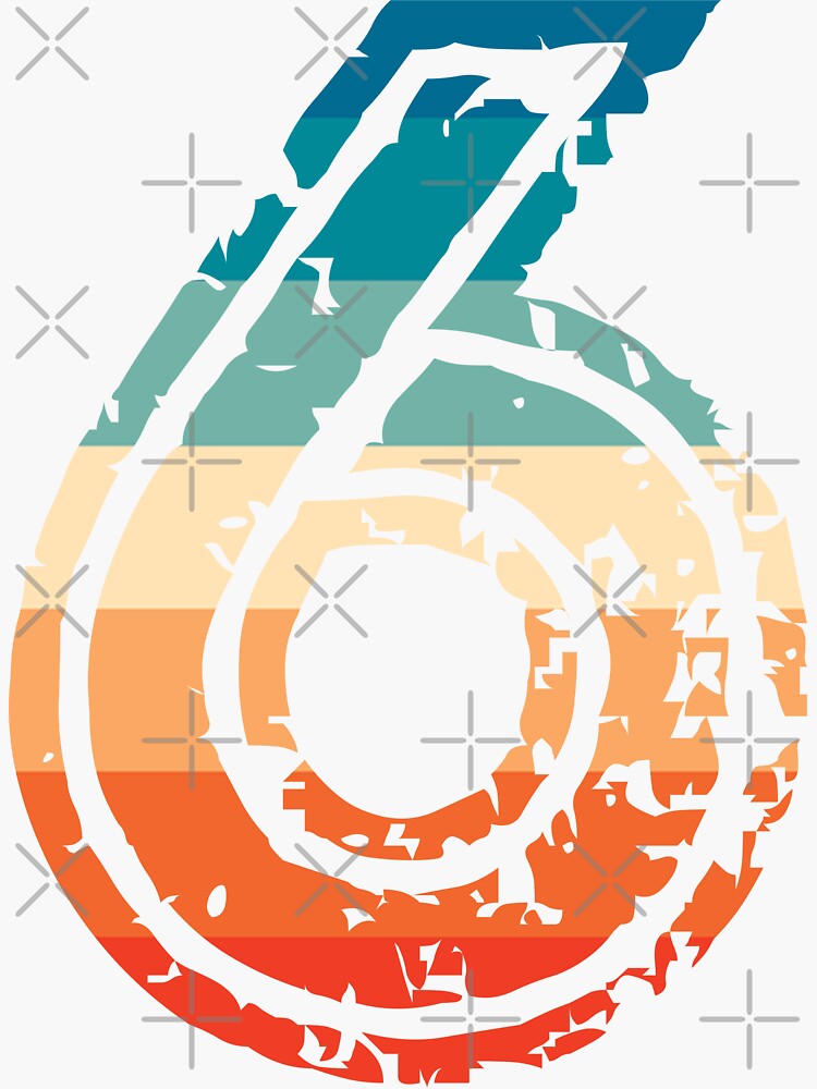 "Retro Rainbow Number Six - 6 -Vintage Colors - Distressed" Sticker for ...