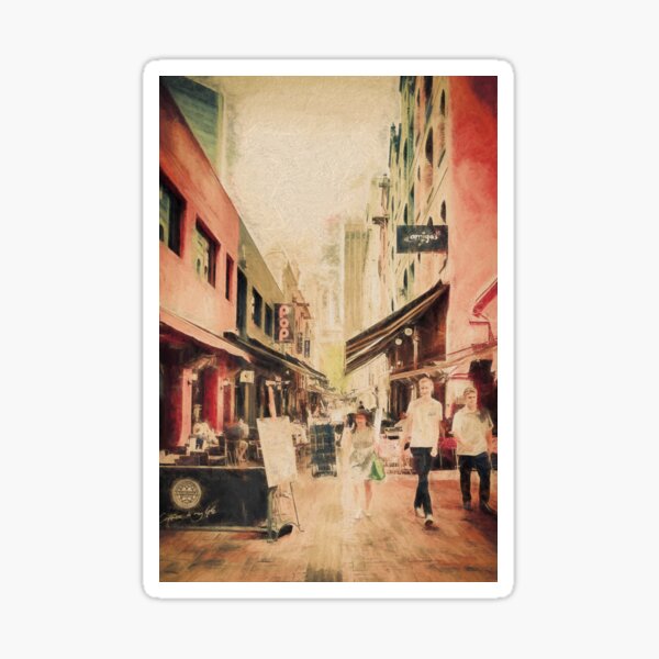 "Hardware Lane, Melbourne Australia (digital painting)" Sticker for ...