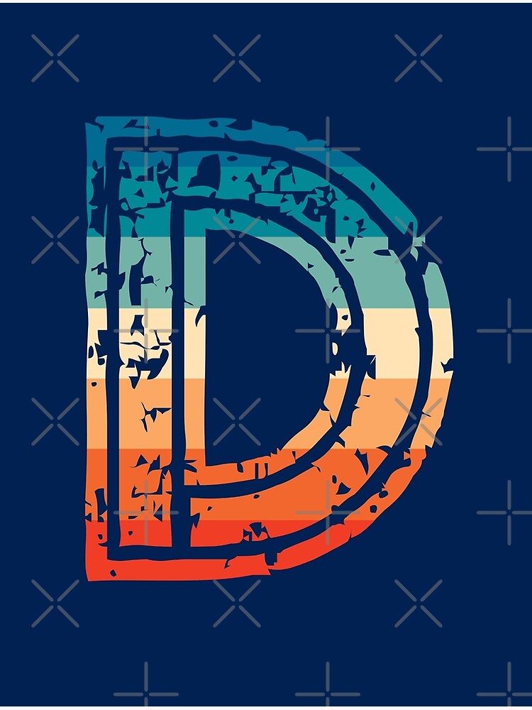 "Retro Rainbow Capital Alphabet Letter- D -Vintage Colors - Distressed ...