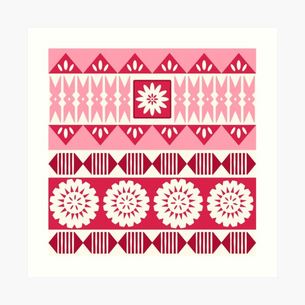 "Fijian Masi 2 - Pinks" Art Print for Sale by lolomastudio | Redbubble