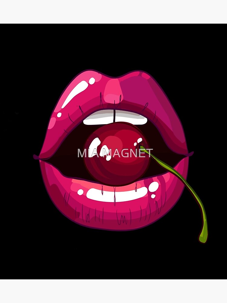 "Purple Cherry Lips - Illustration - Digital Art" Poster for Sale by ...