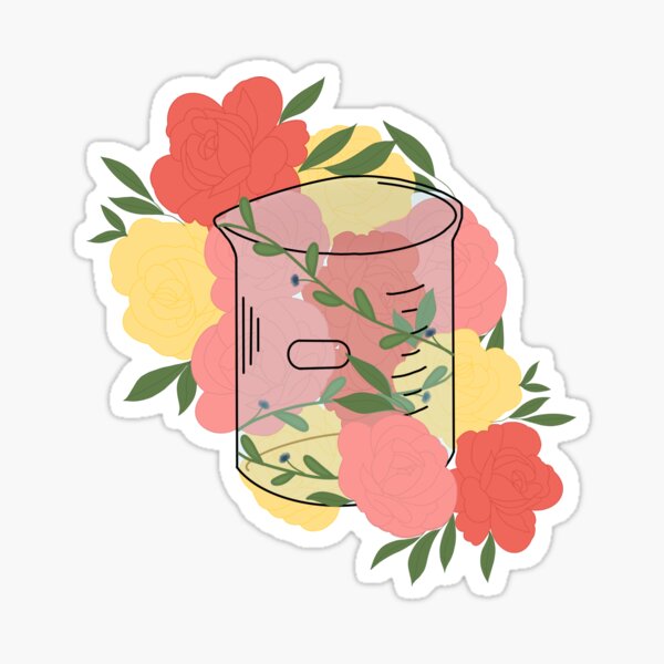"Floral Beaker" Sticker by baananaahs | Redbubble