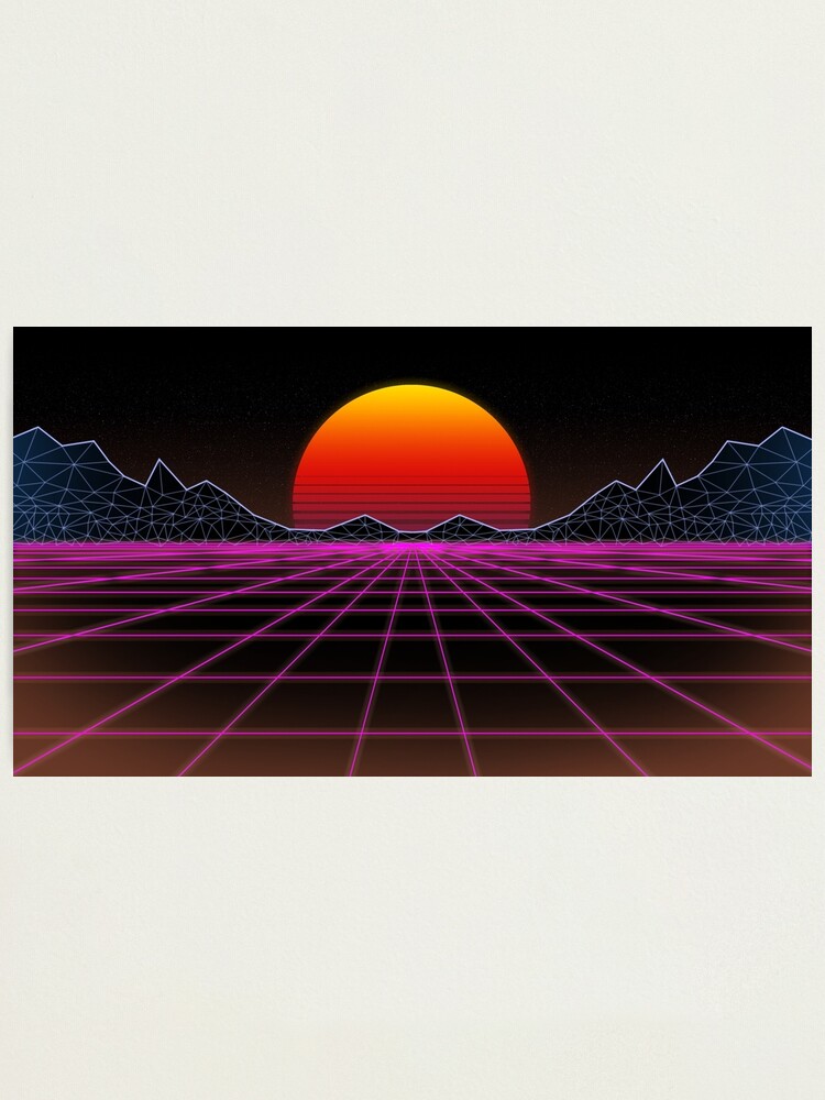 "80s retrowave neon grid sunset valley" Photographic Print by ibygtr ...