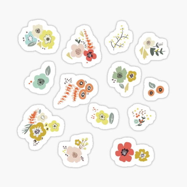 "Floral journaling stickers" Sticker for Sale by Tangerinecatt | Redbubble