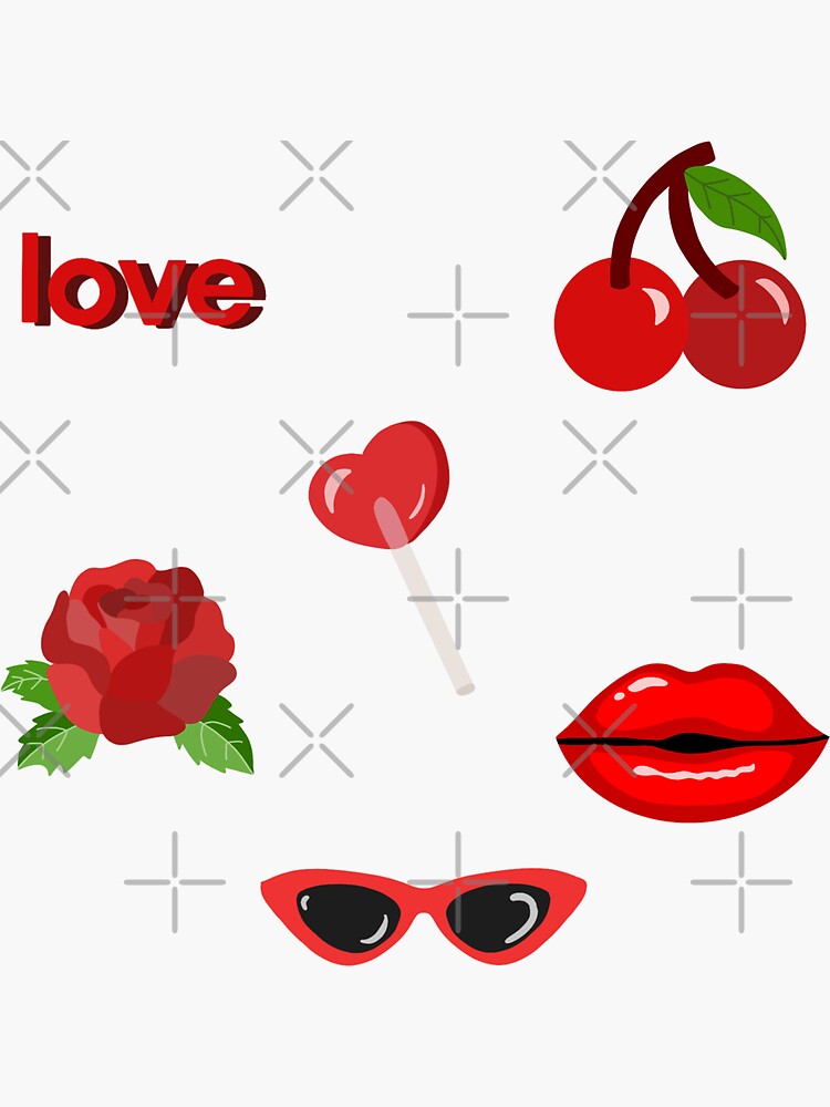 "Red Aesthetic Set" Sticker for Sale by SketchSisters | Redbubble