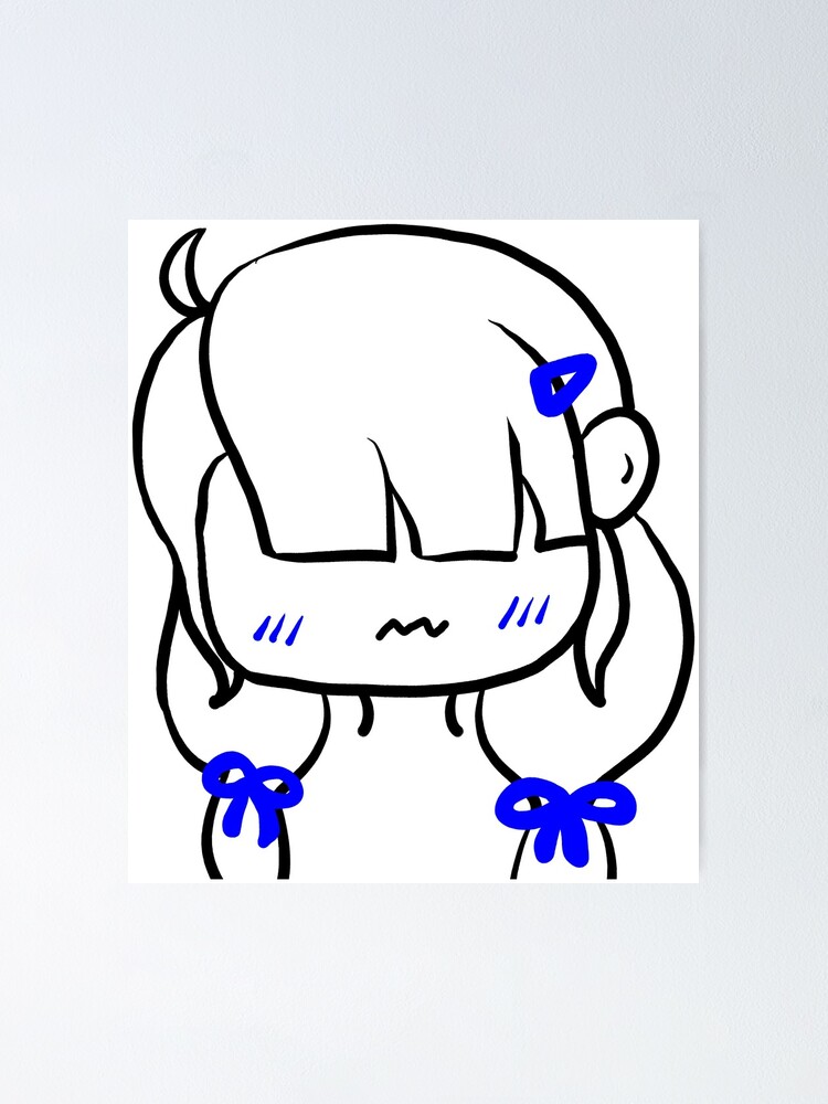 "Minimalist Worried Chibi Girl With Blue Accents" Poster for Sale by ...
