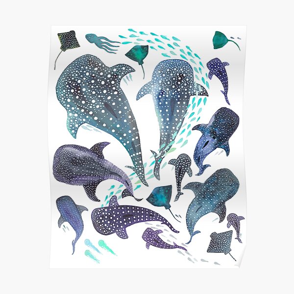 "Whale Shark, Ray & Sea Creature Play Print " Poster for Sale by ...