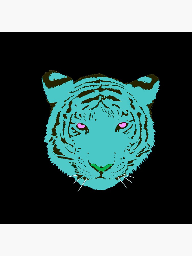 "Turquoise Pink Tiger Face " Sticker by LAZRSHOP | Redbubble