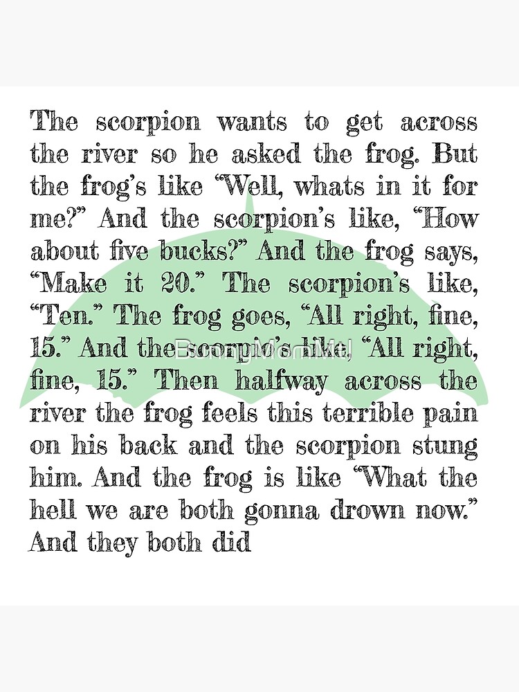 "The Scorpion and the Frog" Poster by FillorianQueen | Redbubble