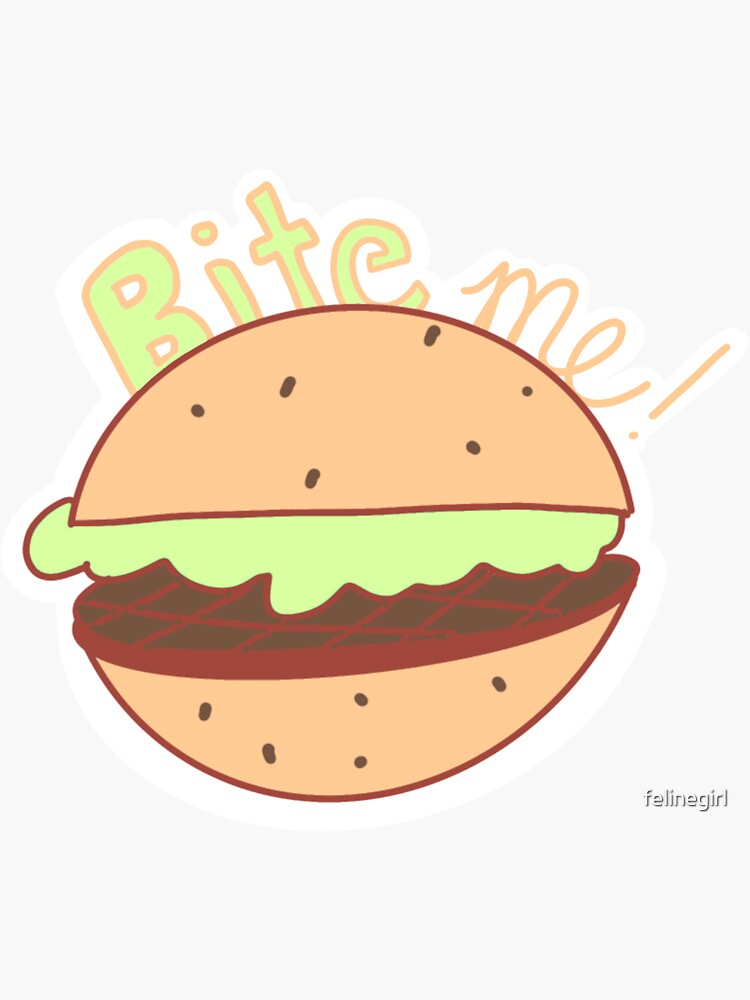 "Bite Me Burger Sticker" Sticker for Sale by felinegirl | Redbubble