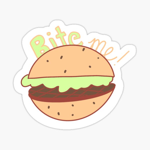 "Bite Me Burger Sticker" Sticker for Sale by felinegirl | Redbubble
