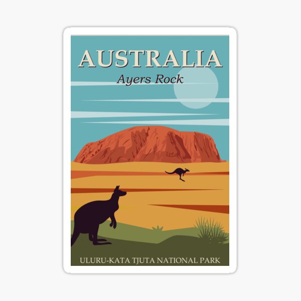 "Australia, Uluru Travel Poster" Sticker for Sale by IslandArt | Redbubble