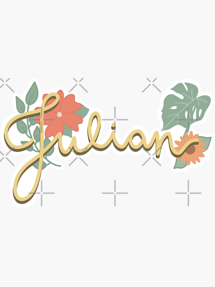 "Julian in Cursive" Sticker by kaylasbubble | Redbubble