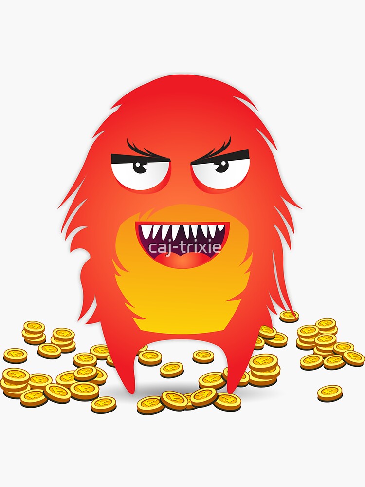 "Greedy Monster" Sticker for Sale by caj-trixie | Redbubble