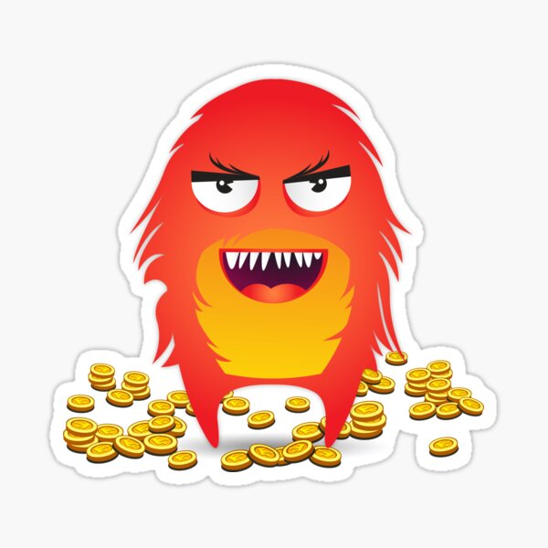 "Greedy Monster" Sticker by caj-trixie | Redbubble