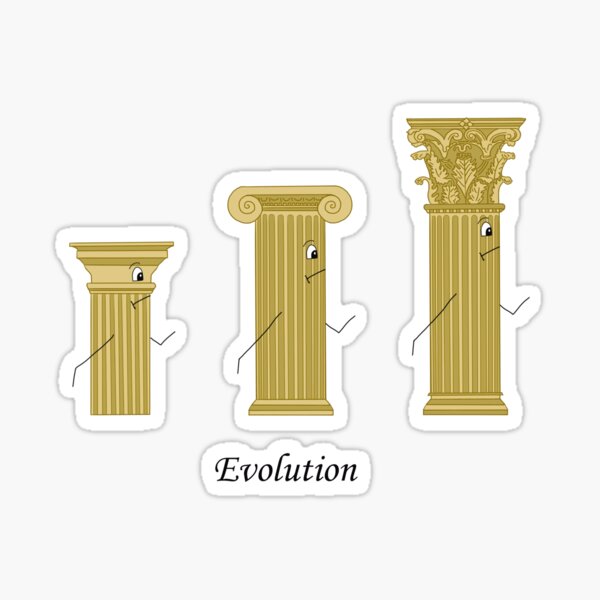"Comic Columns No.1 - Evolution" Sticker for Sale by XXICenturyAgora ...