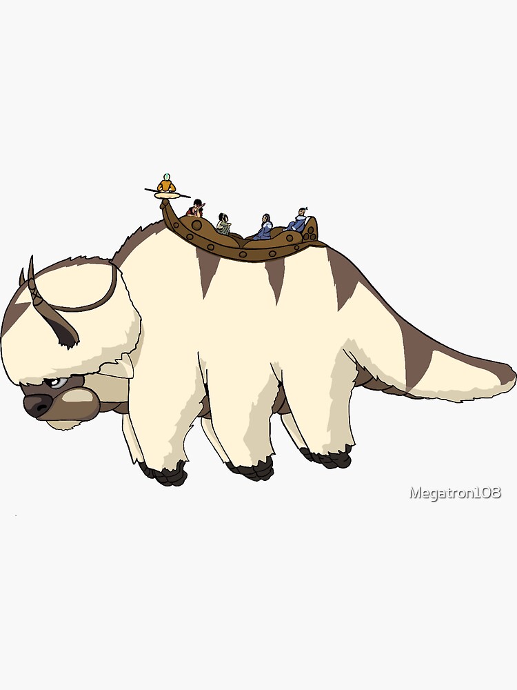 "Aang and the Gang on Appa" Sticker for Sale by Megatron108 | Redbubble